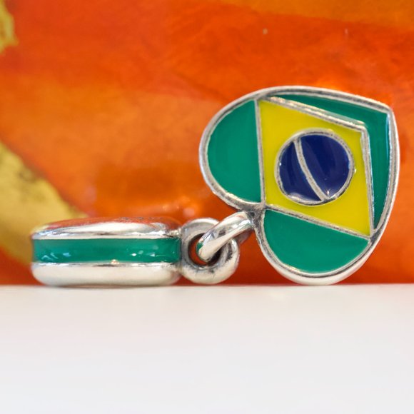 Pandora | Jewelry | Pandora Brazil Heart Flag Charm 79911enmx | Poshmark
